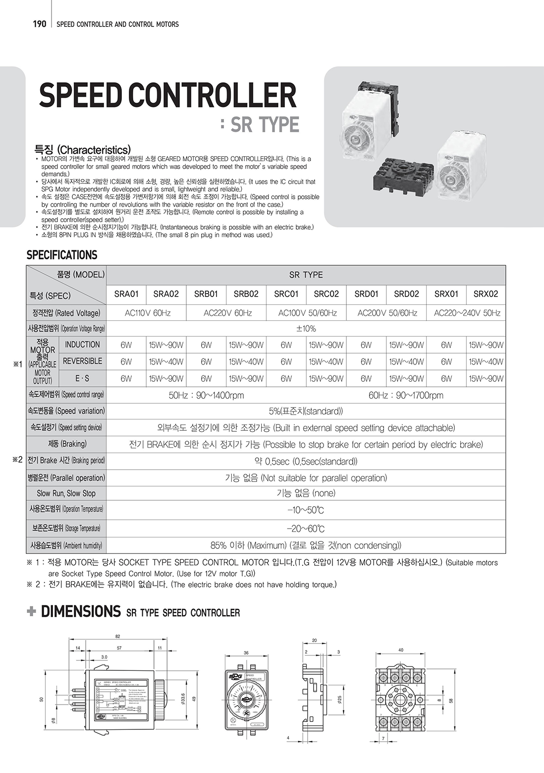 SRX01 speed controller motor SPG sản phẩm cao cấp của SPG Hàn Quốc.SPG ...